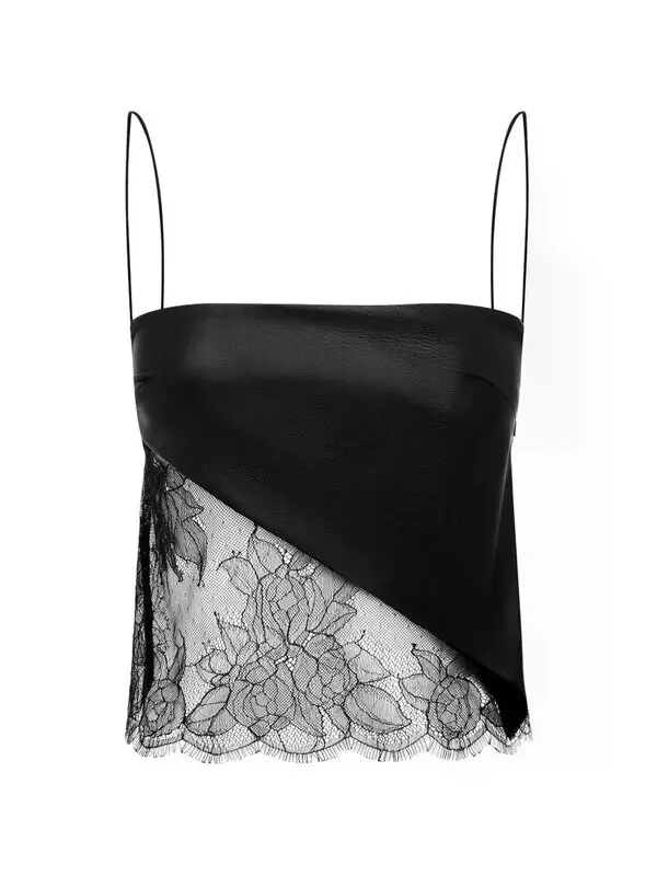 Alex Perry Lace-panel Leather Top