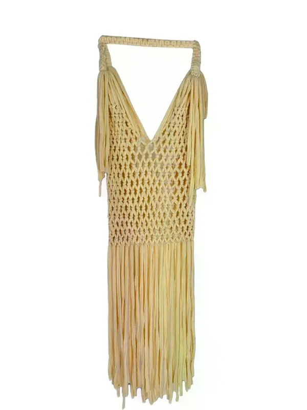 Off-White Macramé Fringed Shoulder Bag