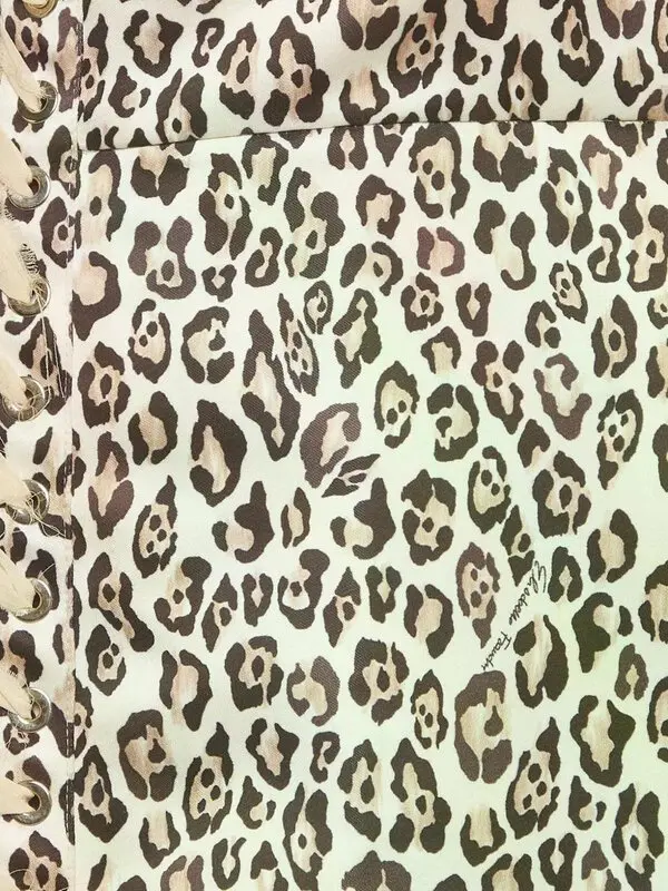 Elisabetta Franchi Lace-up Leopard-print Mini Skirt