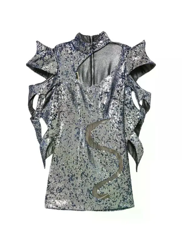 MITILIANE COUTURE Sequin-embellished Cut-out Mini Dress - Silver