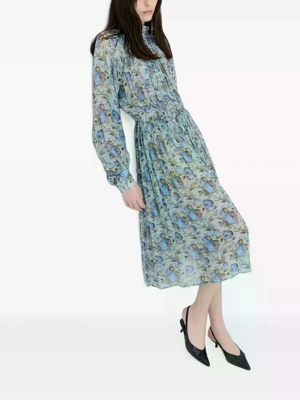 SEMICOUTURE Floral-print Open-back Midi Dress