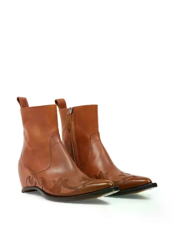 MAISON MARGIELA Western Flame-appliqué Ankle Boots - Brown