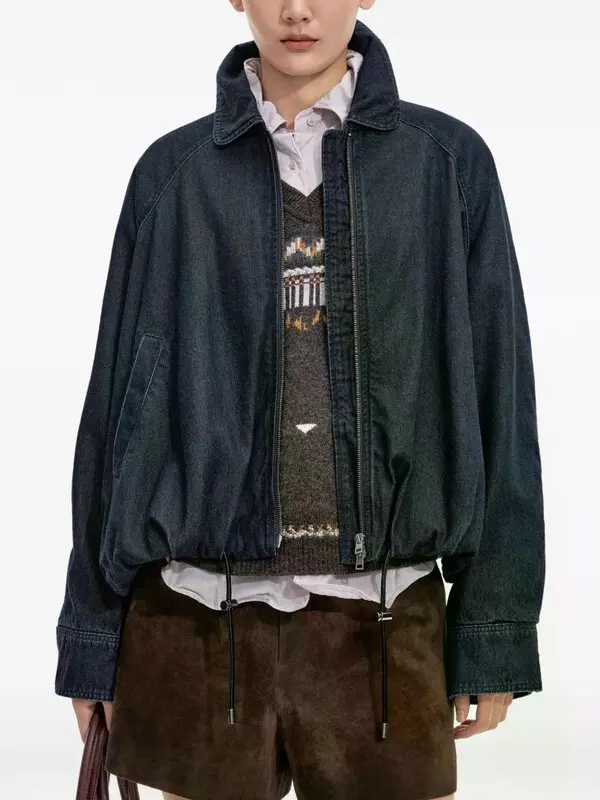 JNBY Drawstring Raglan-sleeve Denim Jacket
