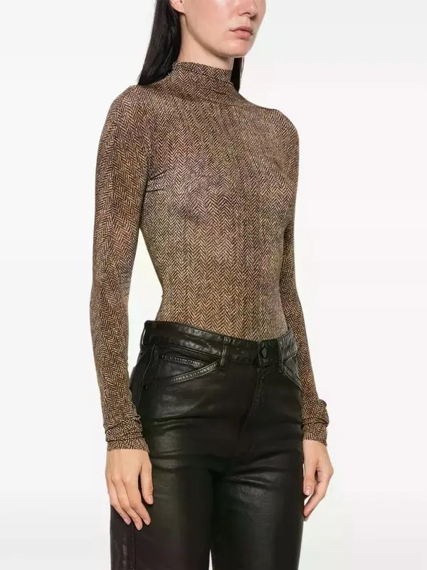 MAISON MARGIELA Herringbone-print High-neck Top