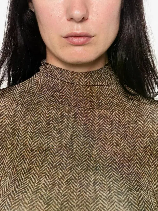 MAISON MARGIELA Herringbone-print High-neck Top