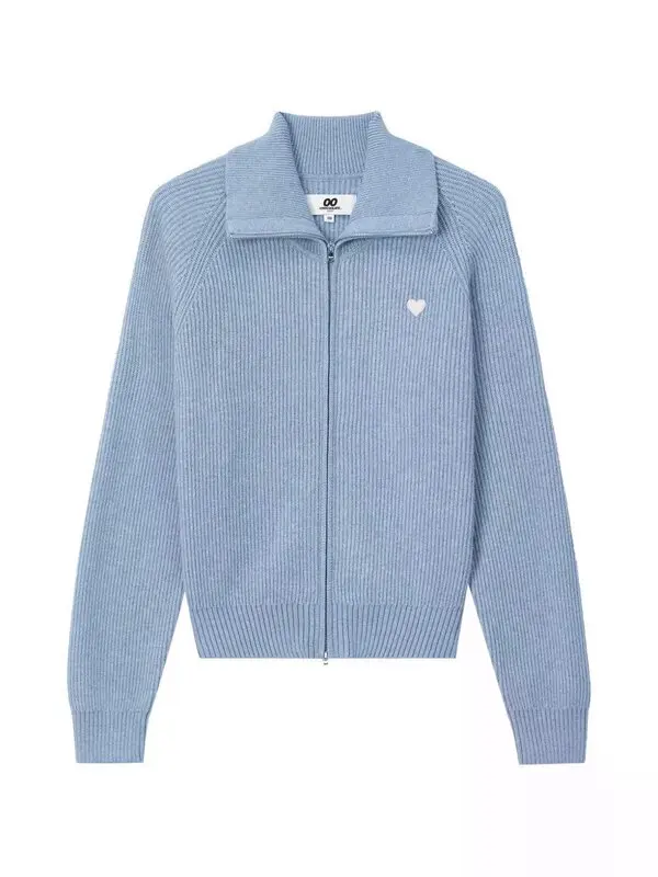 CHOCOOLATE Ribbed-knit Heart-patch Cardigan