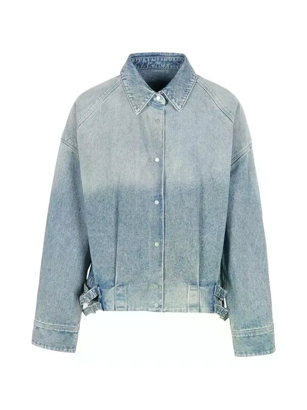 LESS Buckle-tab Cropped Denim Jacket