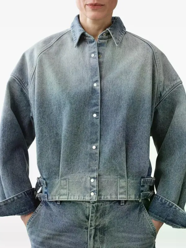 LESS Buckle-tab Cropped Denim Jacket