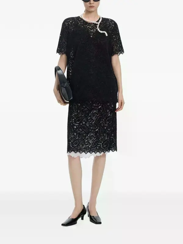 JNBY Lace-embroidery Midi Skirt