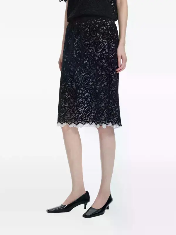 JNBY Lace-embroidery Midi Skirt