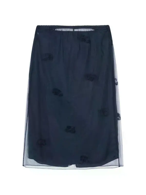 JNBY Embroidered Mesh-overlay Midi Skirt