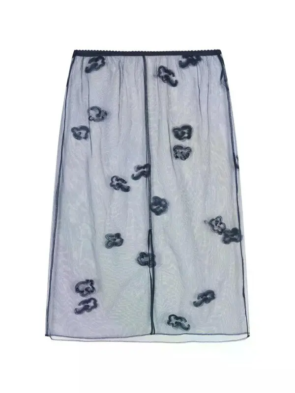 JNBY Embroidered Mesh-overlay Midi Skirt