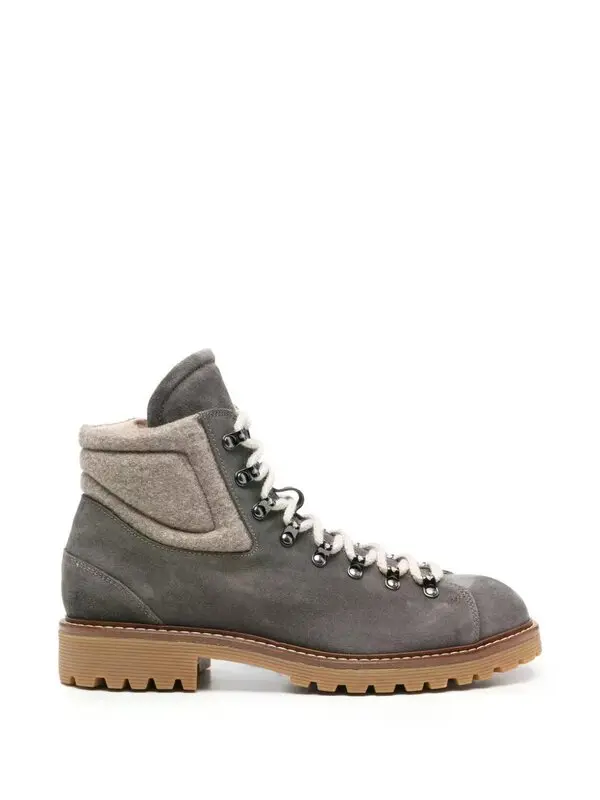 Eleventy Suede Panelled Ankle Boots