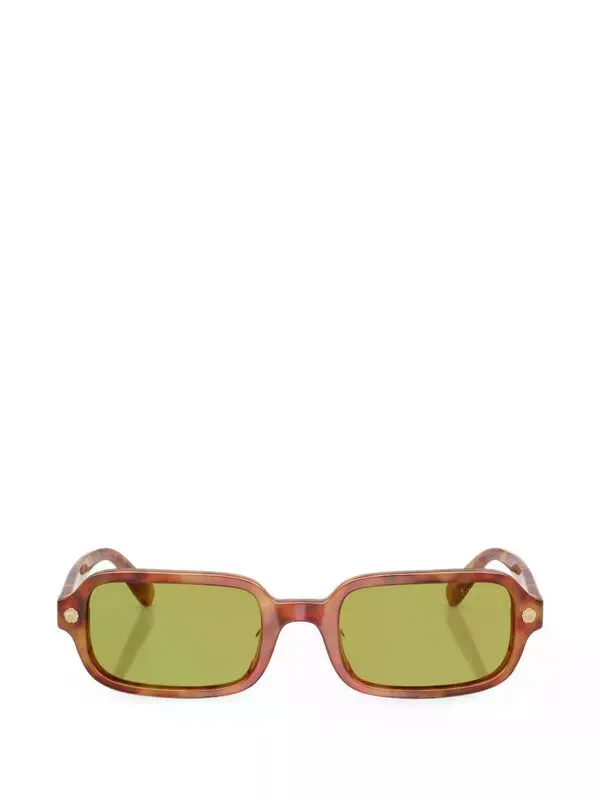 COACH Cfu11 Tortoiseshell-effect Rectangle-frame Sunglasses - Brown