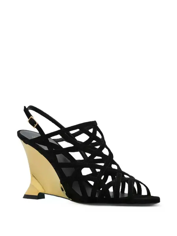Balmain Cage-strap Wedge Sandals - Black