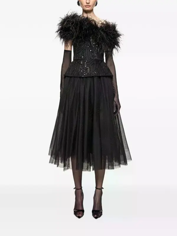 NISSA Midi Tulle Corset Dress