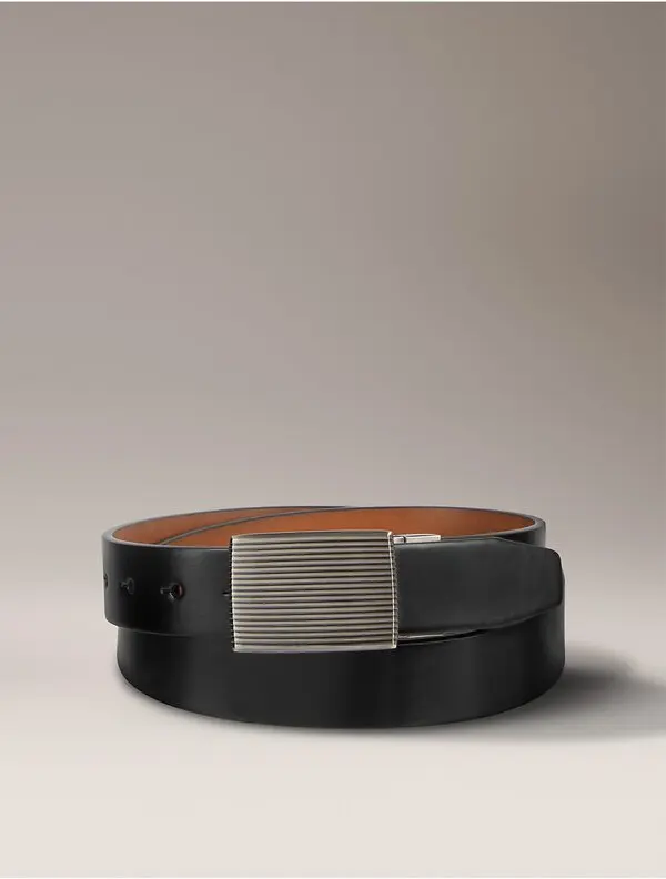 Calvin Klein Linear Grooves Leather Belt