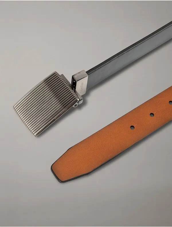 Calvin Klein Linear Grooves Leather Belt