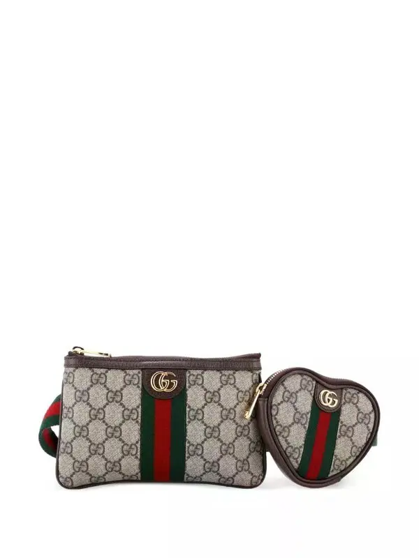 Gucci Ophidia Heart Utility Double Gg Coated Canvas Belt Bag - Brown