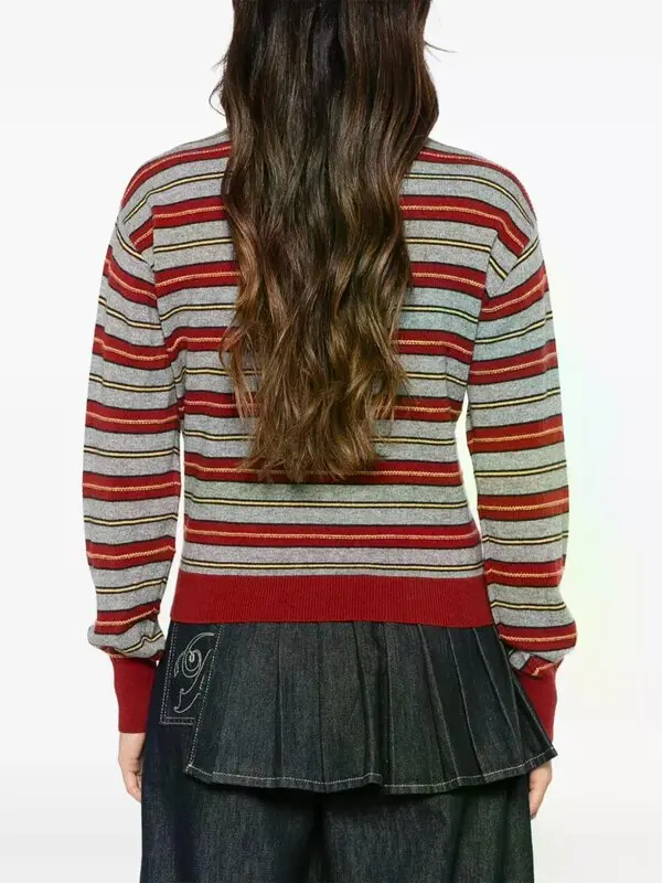 Guest In Residence Striped Polo-collar Sweater - Grey
