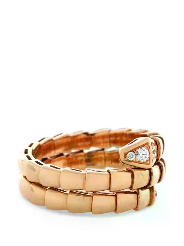 BVLGARI Serpenti Viper Two-coil 18k Rose Gold With Diamond Ring