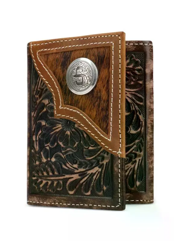Stetson Hair-on-hide Inlay Tooled-leather Wallet - Brown