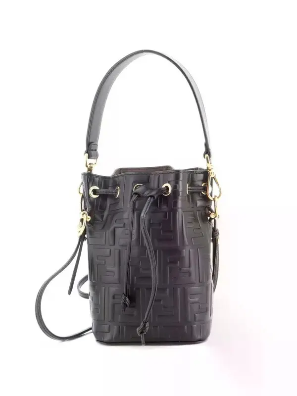 Fendi Mon Tresor Zucca Embossed Leather Mini Bucket Bag - Black
