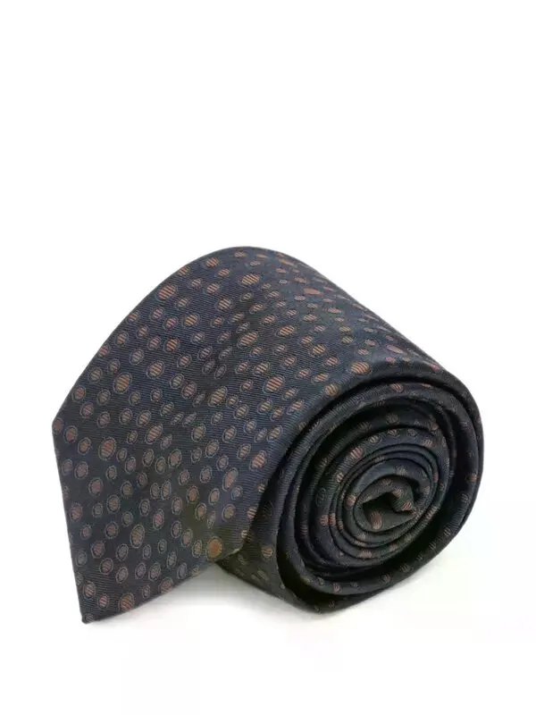 FERRAGAMO Pois-print Silk Tie - Blue