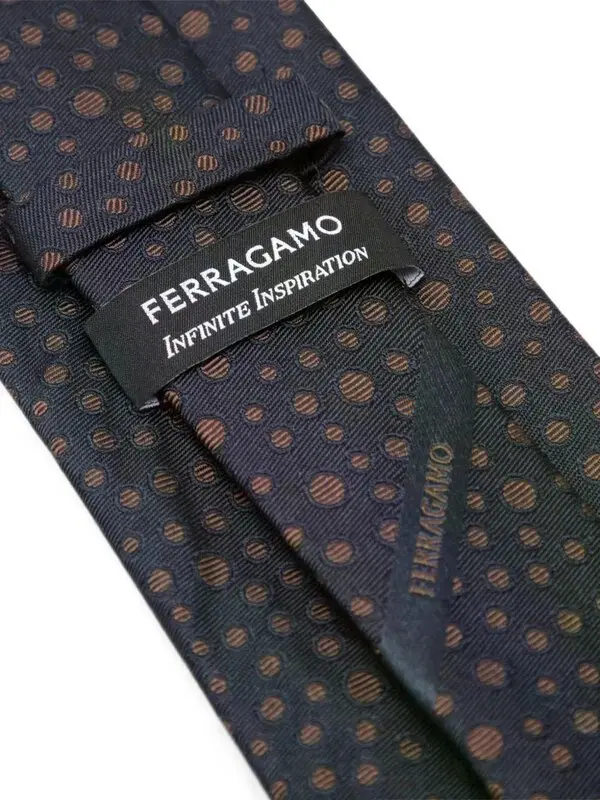 FERRAGAMO Pois-print Silk Tie - Blue