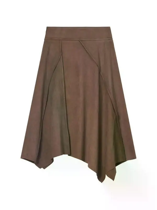 B+AB Asymmetric Panelled Midi Skirt - Brown