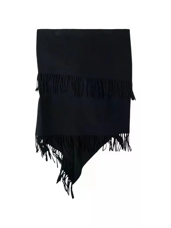 OPEN YY Fringe-trim Asymmetric Scarf