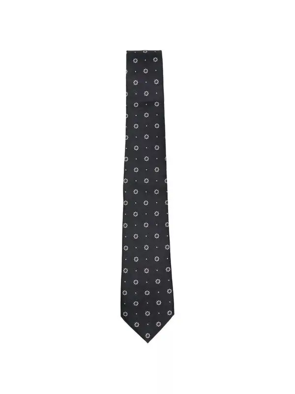 Saint Laurent Patterned Silk Tie - Black
