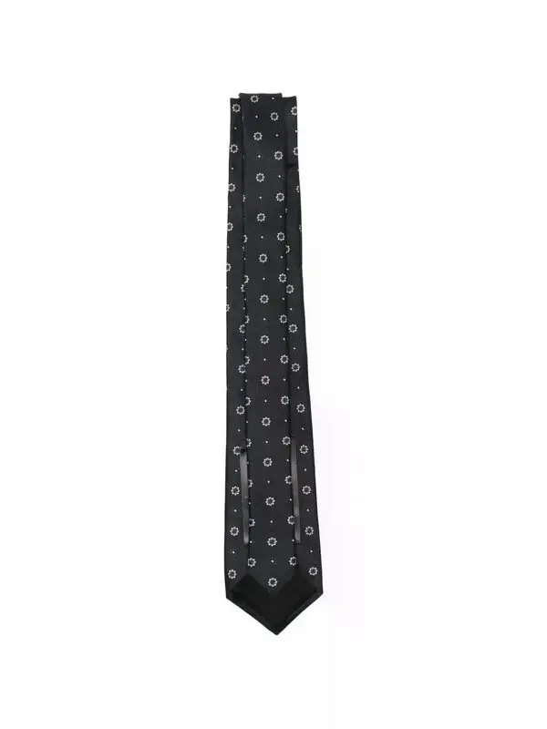 Saint Laurent Patterned Silk Tie - Black