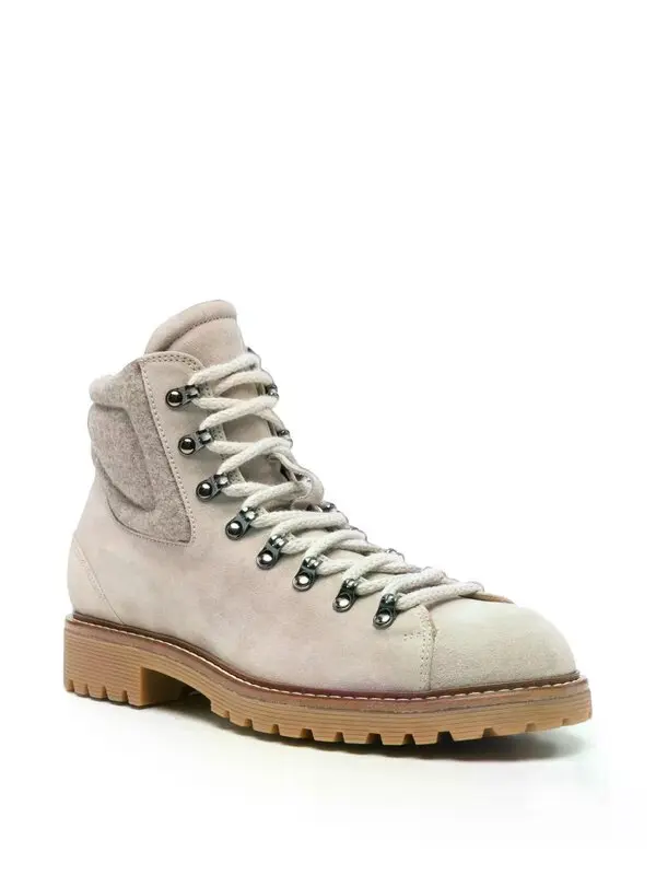 Eleventy Suede Panelled Ankle Boots - Neutrals