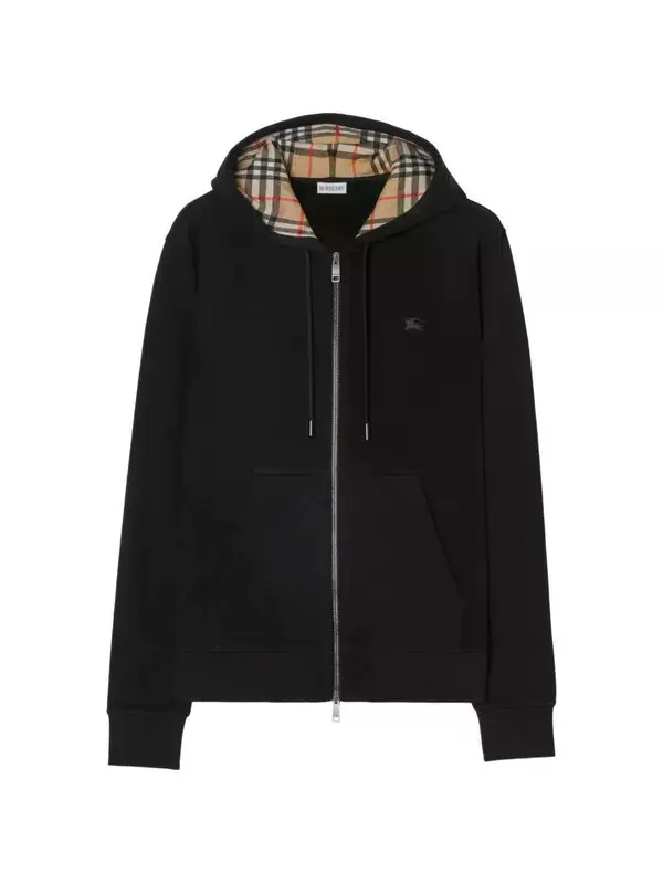 Burberry Check Hood Cotton Zip Hoodie