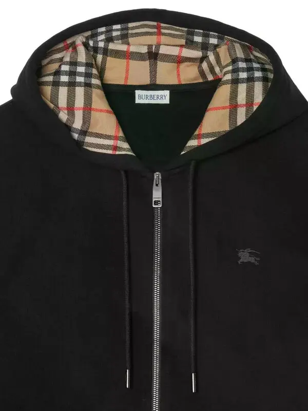 Burberry Check Hood Cotton Zip Hoodie