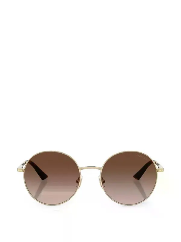 JIMMY CHOO Glitter-embellished Round-frame Sunglasses - Gold