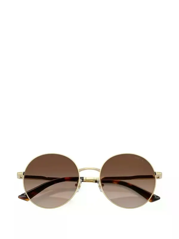 JIMMY CHOO Glitter-embellished Round-frame Sunglasses - Gold