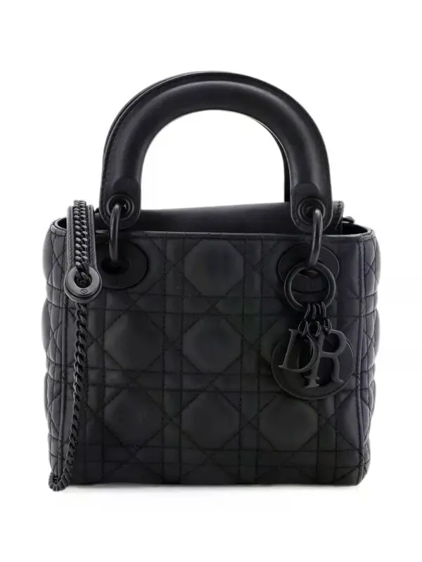 Dior Ultra Matte Lady Chain Bag Cannage Quilt Calfskin Mini Shoulder Bag - Black