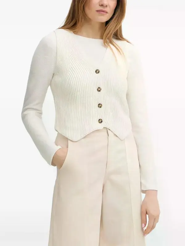 Marc O'polo Ribbed-knit V-neck Sleeveless Cardigan