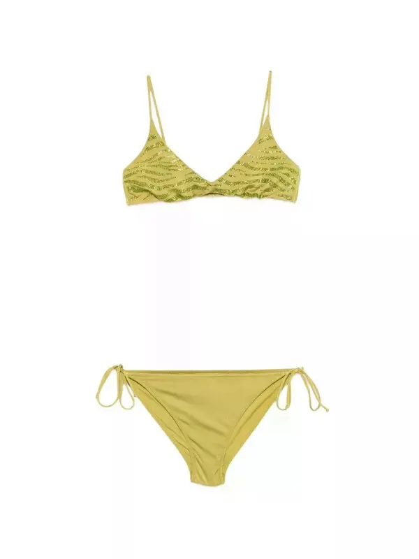 MC2 SAINT BARTH Paloma Sequin-embellished Zebra-print Bikini - Green