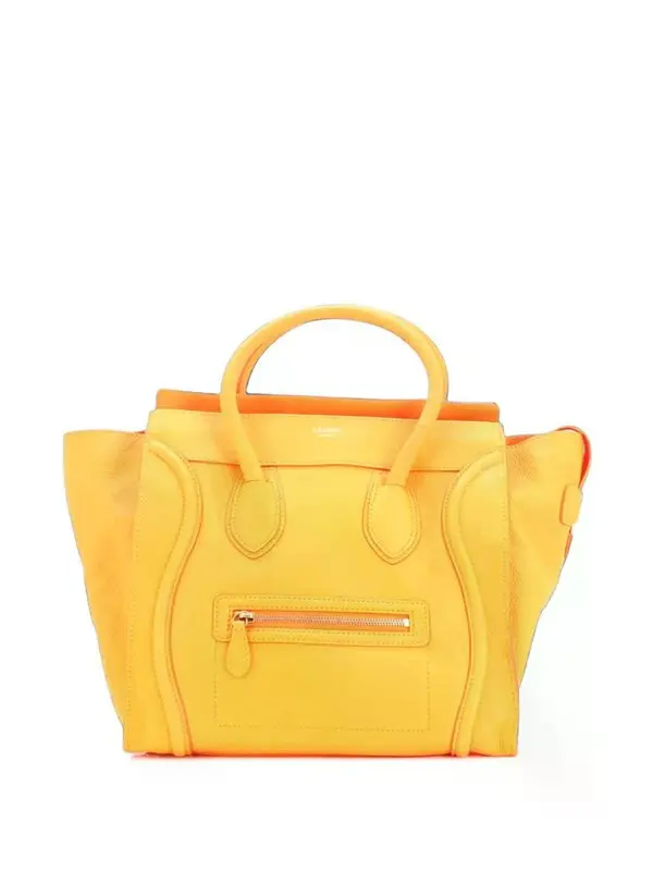 Celine Luggage Bag Grainy Leather Mini Tote Bag - Orange