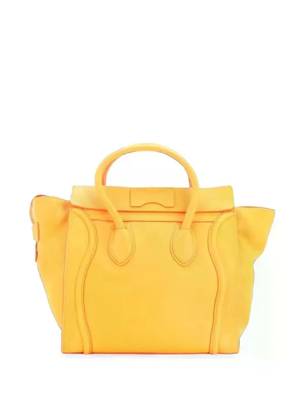 Celine Luggage Bag Grainy Leather Mini Tote Bag - Orange