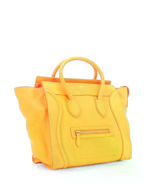 Celine Luggage Bag Grainy Leather Mini Tote Bag - Orange