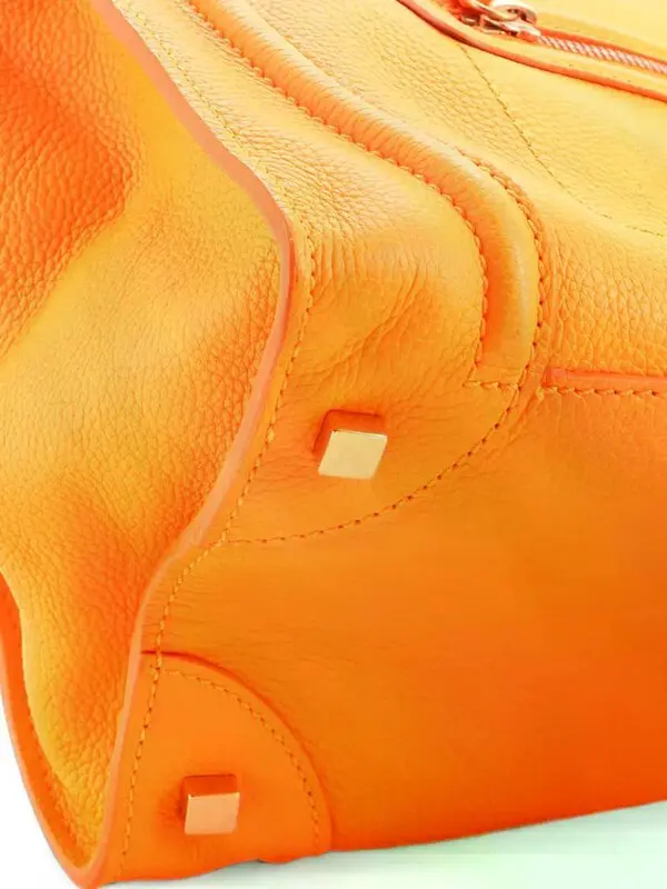Celine Luggage Bag Grainy Leather Mini Tote Bag - Orange
