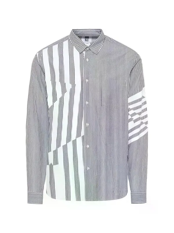 Noir Kei Ninomiya Printed Striped Organic Cotton Shirt