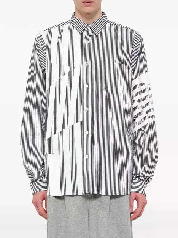 Noir Kei Ninomiya Printed Striped Organic Cotton Shirt