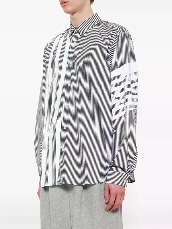 Noir Kei Ninomiya Printed Striped Organic Cotton Shirt