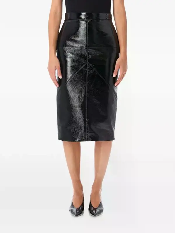 LANVIN Patent-finish Midi Skirt