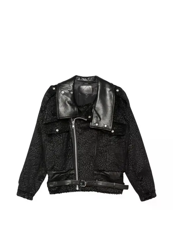 R13 Crackle-effect Belted Jacket